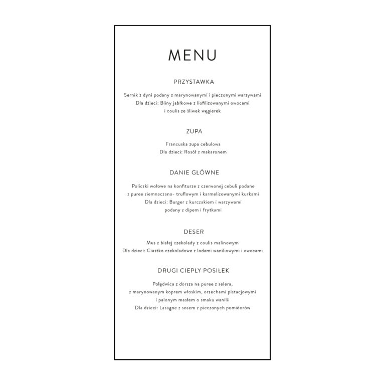 Menu ślubne stojące 3w1 Glamour - sklep Nelovstore.pl