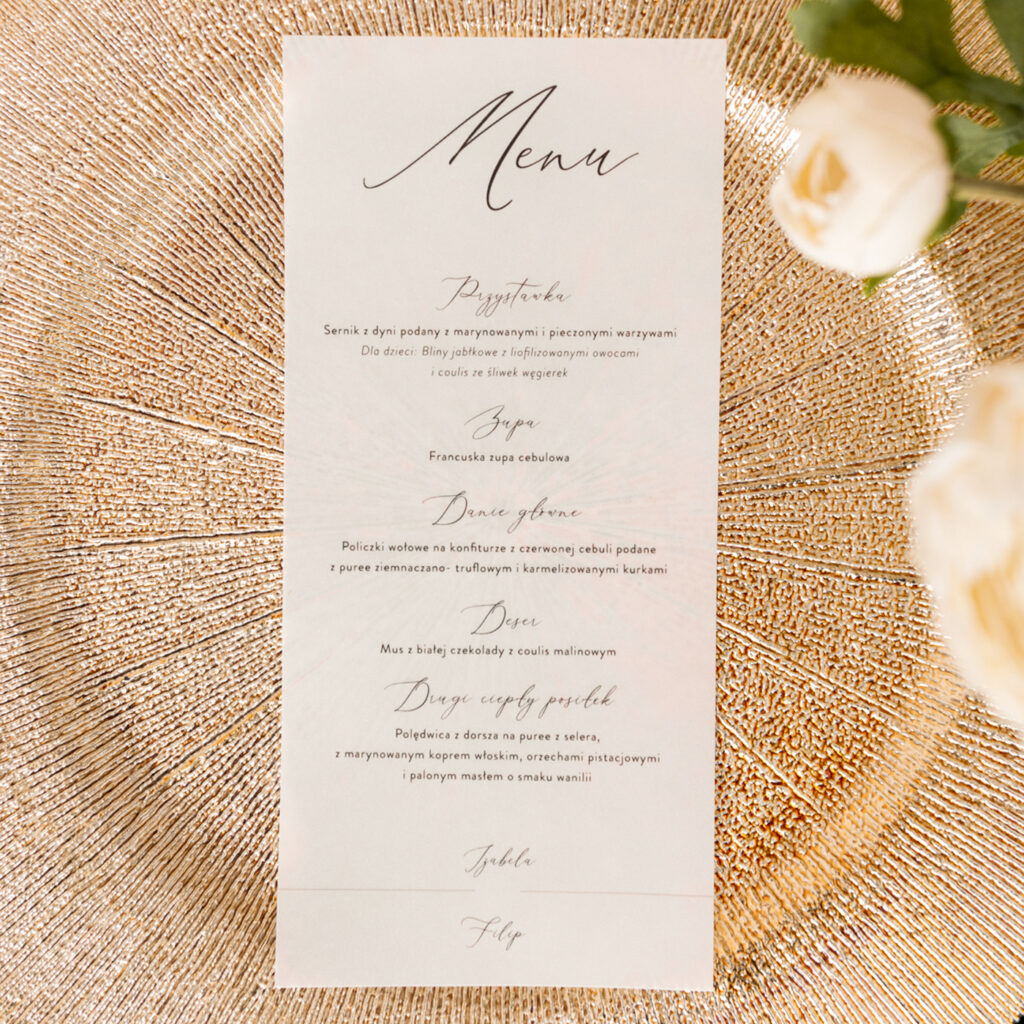 Menu ślubne z winietką 2w1 - sklep Nelovstore.pl