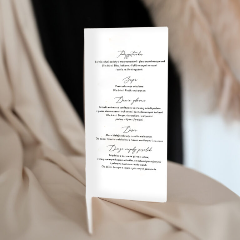 Menu ślubne leżące - sklep Nelovstore.pl