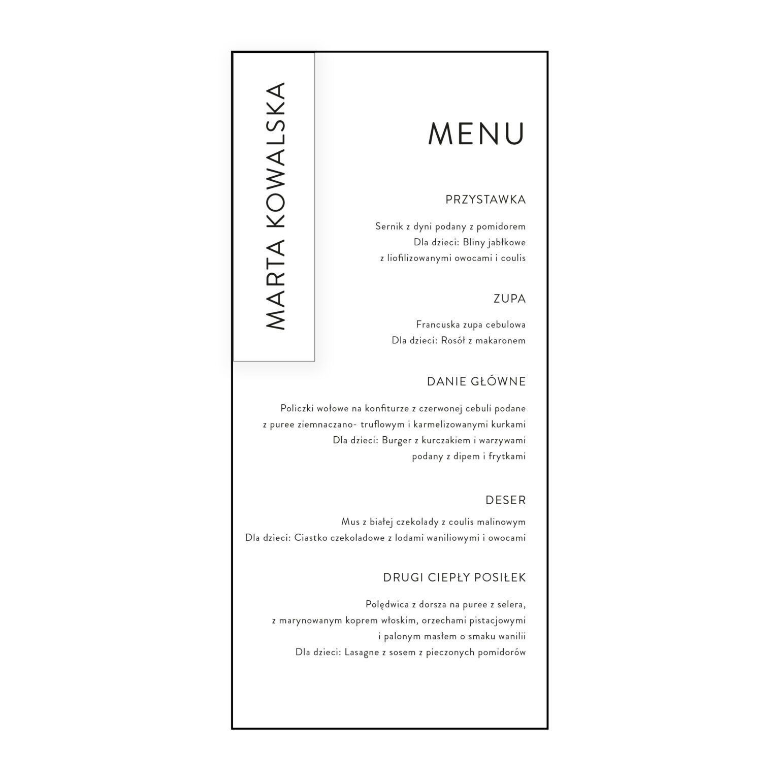 Menu ślubne z winietką 2w1 - sklep Nelovstore.pl